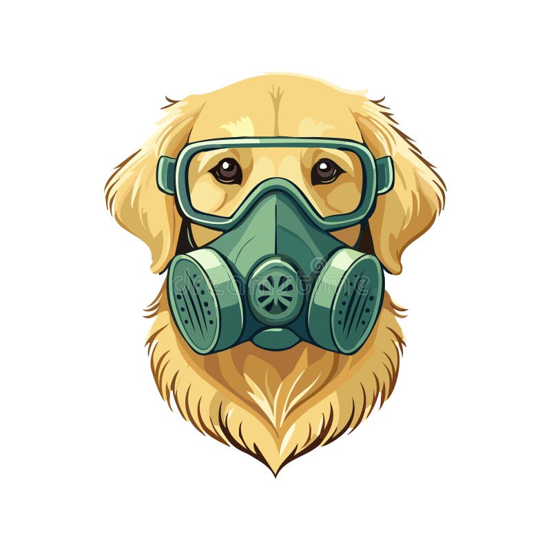 Golden Retriever Wearing a Gas Mask Stock Vector - Illustration of ...