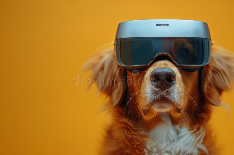 Golden Retriever Wears VR Headset, Embracing Virtual Reality a Pets ...
