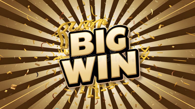 Golden Retro Background with Confetti, Triumphant Big Win Design Stock ...