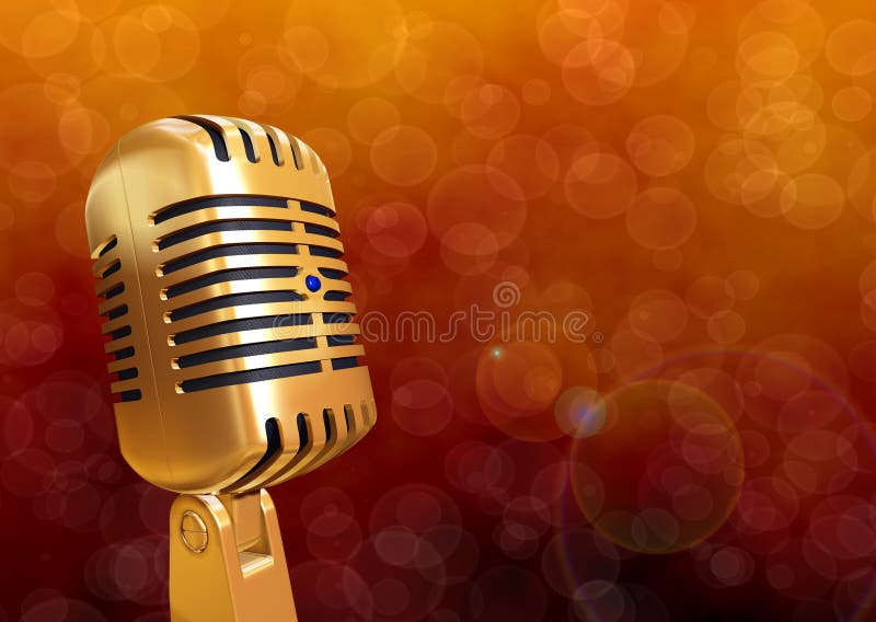 Golden Retro Microphone Background Stock Illustration - Illustration of ...