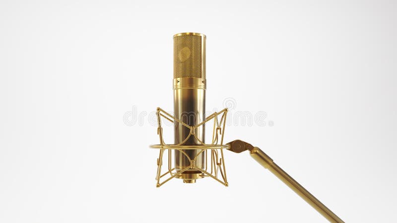 Golden Retro Microphone. Professional Studio Microphone Isolated on ...