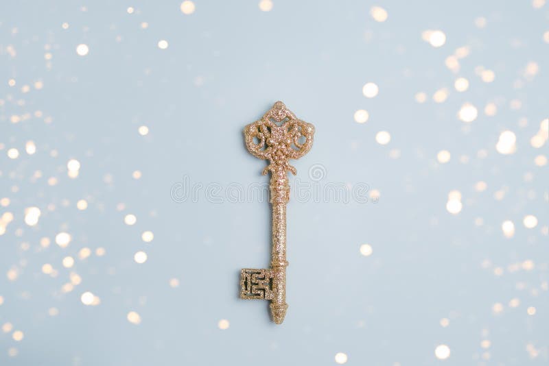 Retro Skeleton Key on Envelope Shaped Burlap Jute Open Woven Fabric ...