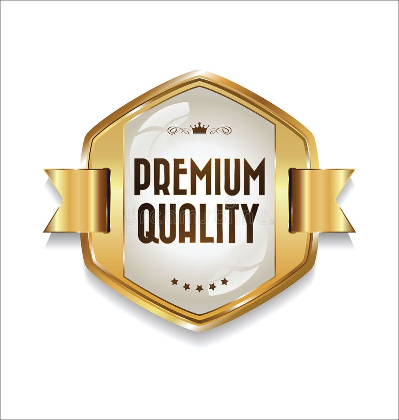 Golden Retro Premium Quality Badge Vector Illustration Stock Vector ...