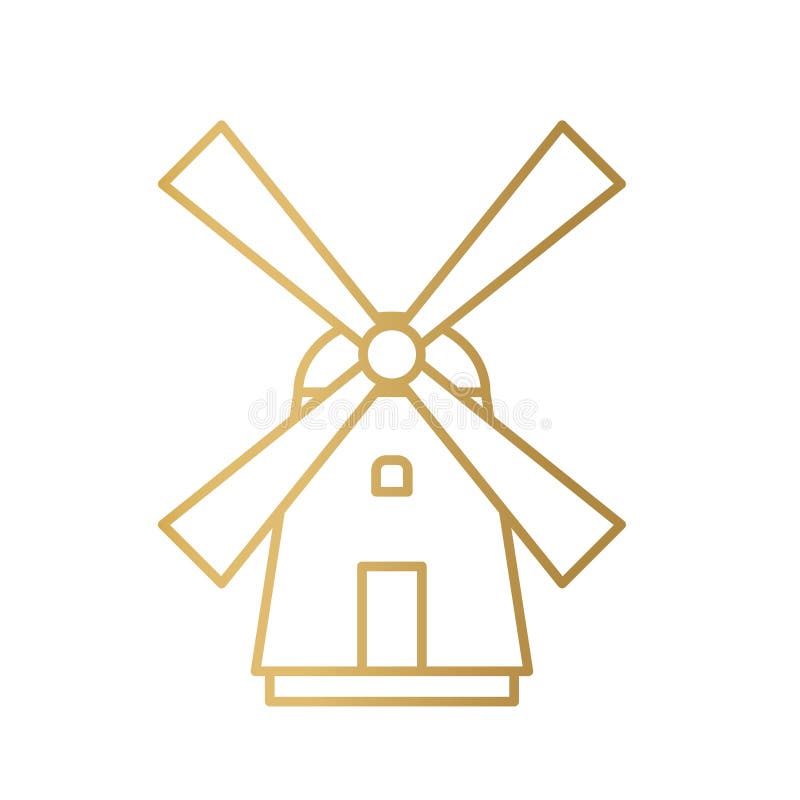 Golden retro windmill icon stock vector. Illustration of golden - 179519432