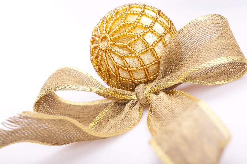 Golden ribbon an ball stock photo. Image of christmas - 17093984