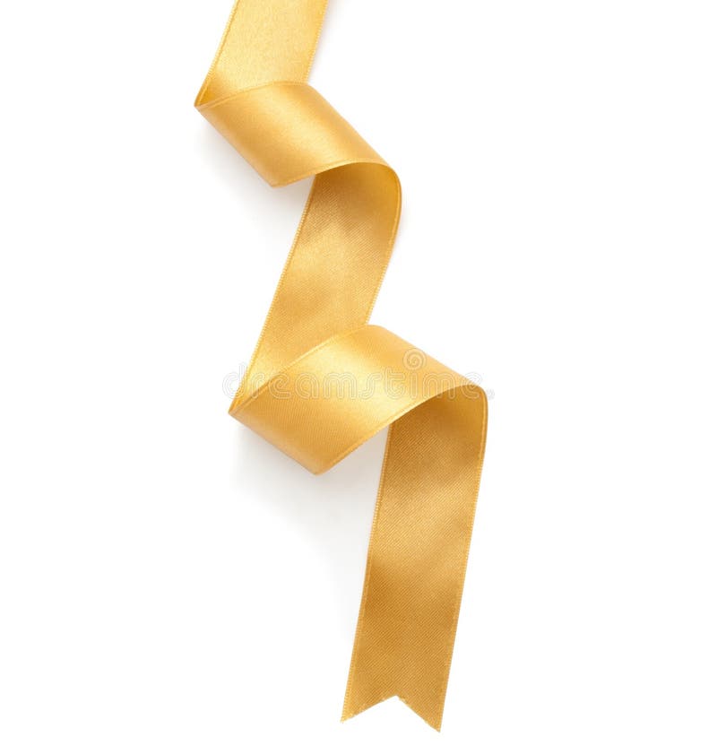 Golden Ribbon Roll Isolated on White Stock Image - Image of shiny ...