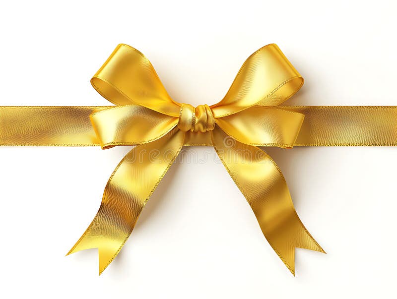 Golden Ribbon and Bow on White Background Stock Illustration ...