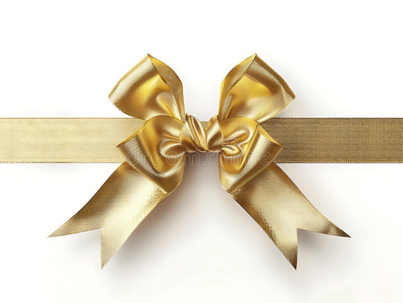 Golden Ribbon and Bow on White Background Stock Illustration ...