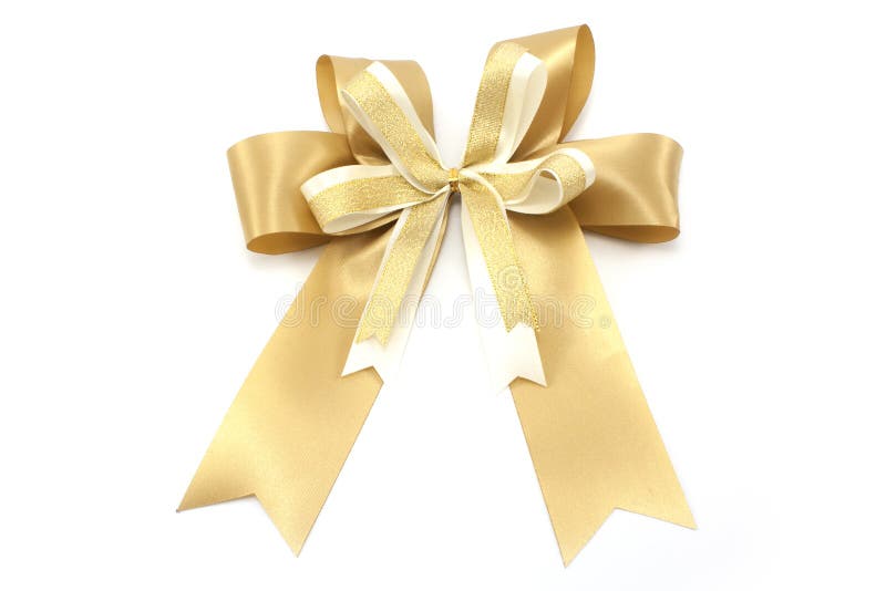 Golden Ribbon Isolated on White Stock Image - Image of decor, cross ...