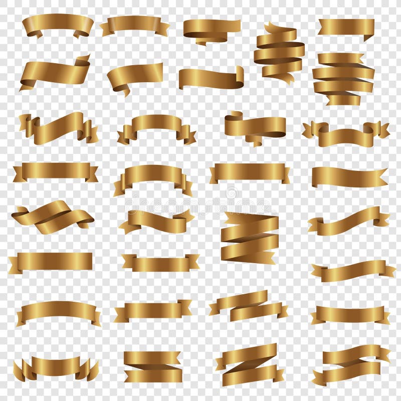 Golden Ribbon Set Isolated Transparent Background Stock Vector ... Golden Ribbon Set Isolated Transparent Background Stock Vector ...