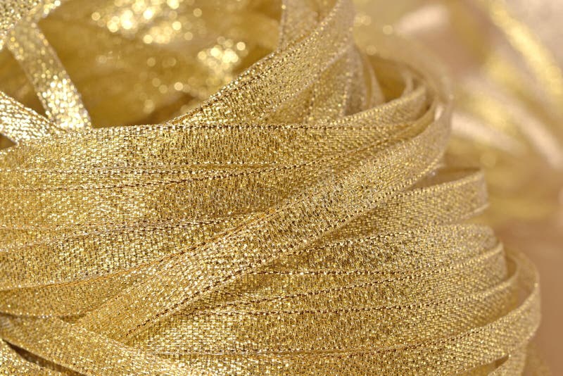 Golden ribbons close up stock photo. Image of elegance - 40225280