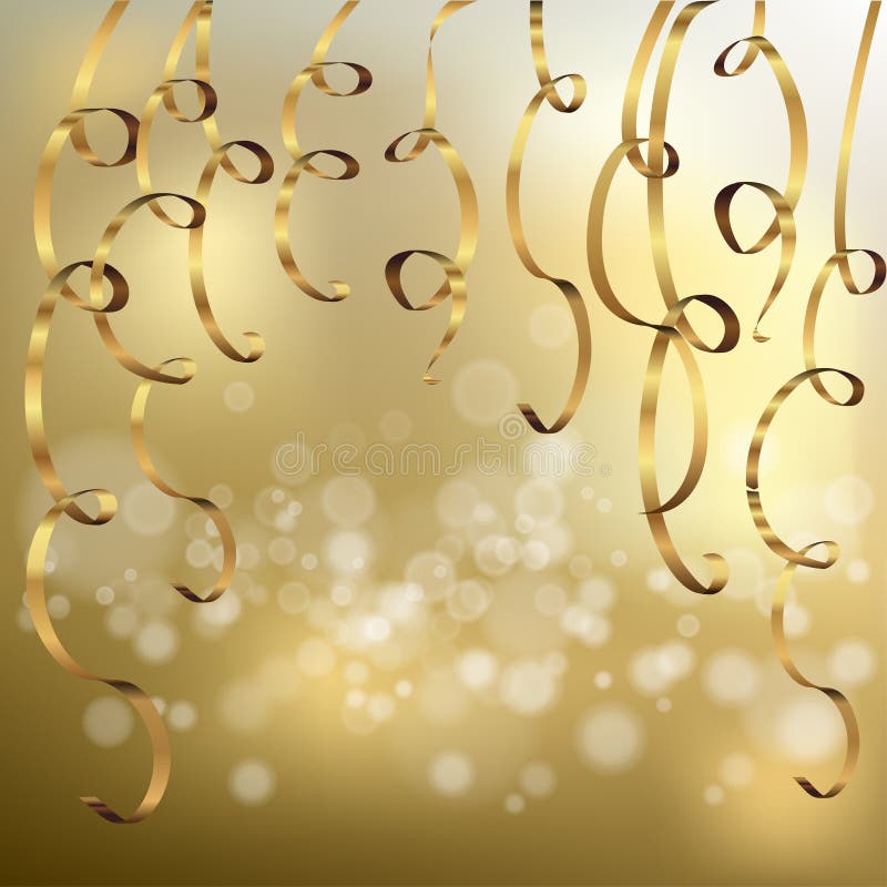 Golden Ribbons. Congratulations Banner Element, Yellow Gift Decorative ...