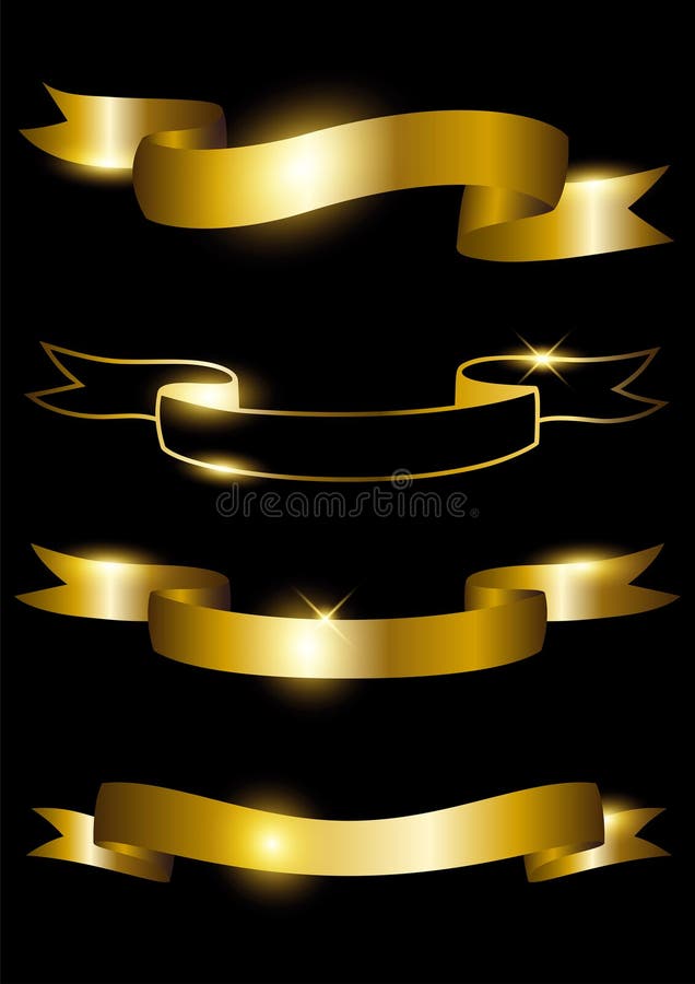 Golden Ribbons Set Isolated Transparent Background Stock Vector ...