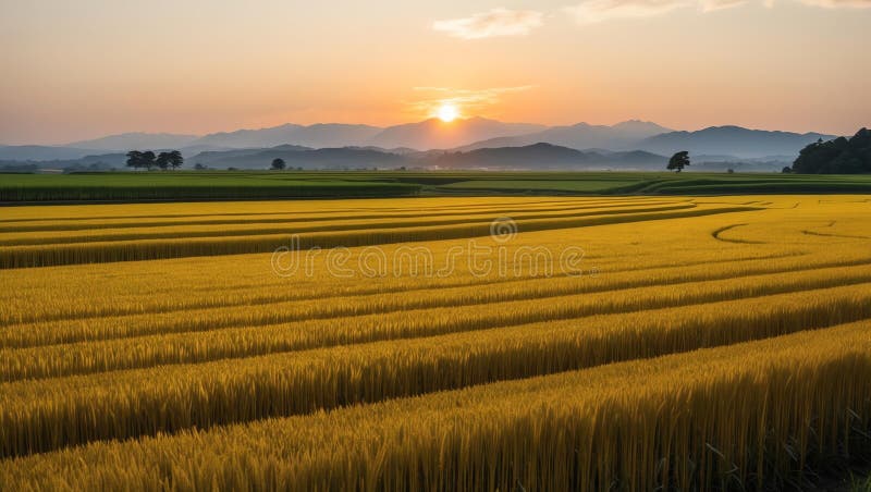 Golden Rice Fields a Vast Expanse of Golden R Ai Generated Stock ...