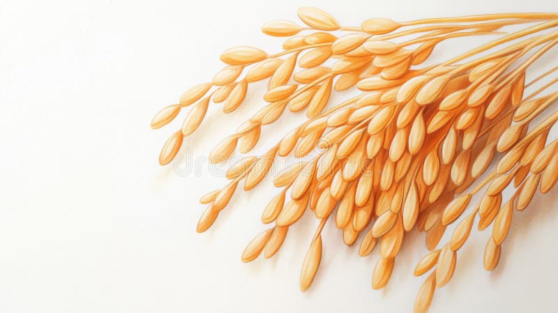 Golden Rice Sheaves on White Background Stock Illustration ...