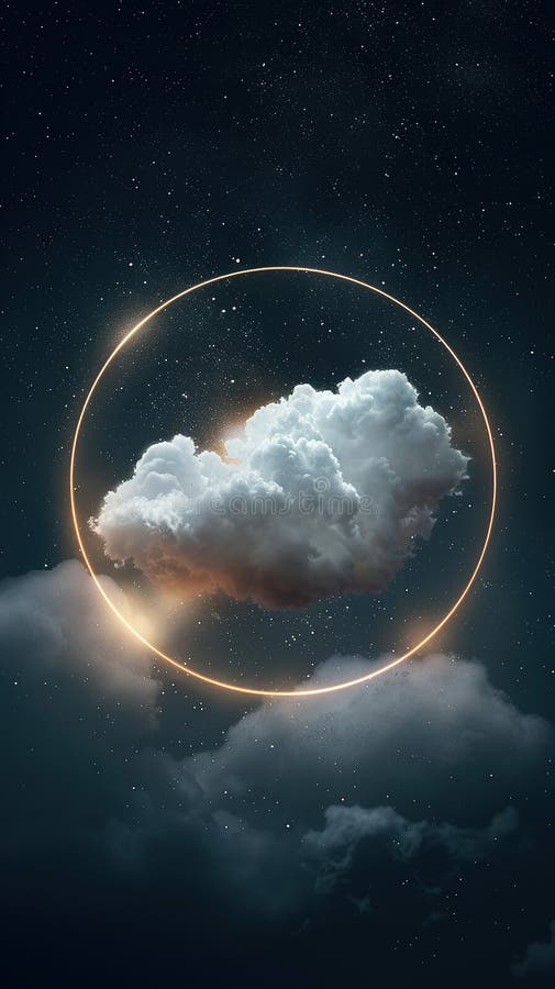 Golden Ring Cloud Night Sky Stock Image - Image of digital, glowing ...