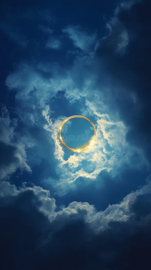 Golden Ring in Cloudy Sky, Celestial Phenomenon Concept Stock Photo ...