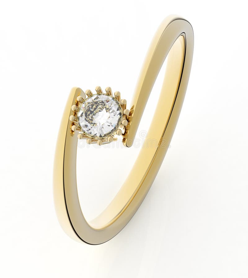 Golden Ring with Diamond Isolated on the White Stock Image - Image of ...