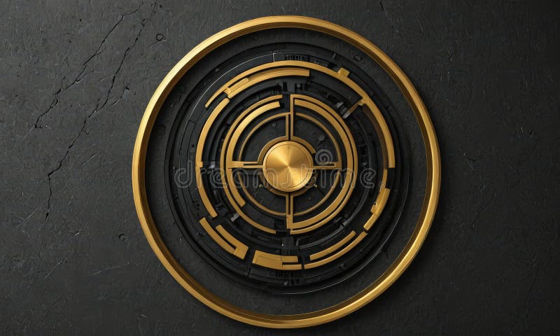 Golden Ring Encircles Complex Black and Gold Mechanical Device, with ...