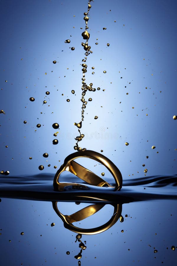 Golden Ring Falling into the Water Stock Illustration - Illustration of ...