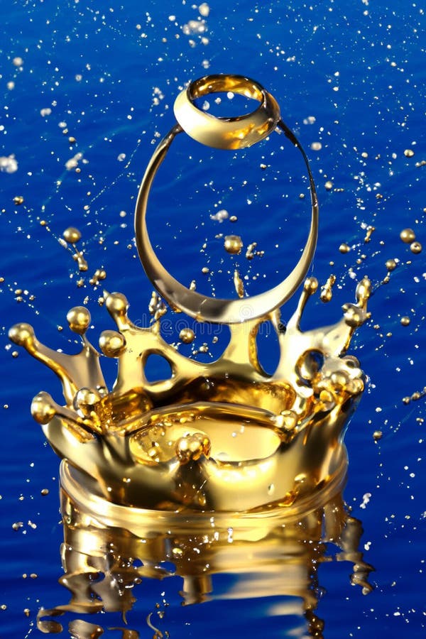 Golden Ring Falling into the Water Stock Image - Image of silver, jewel ...