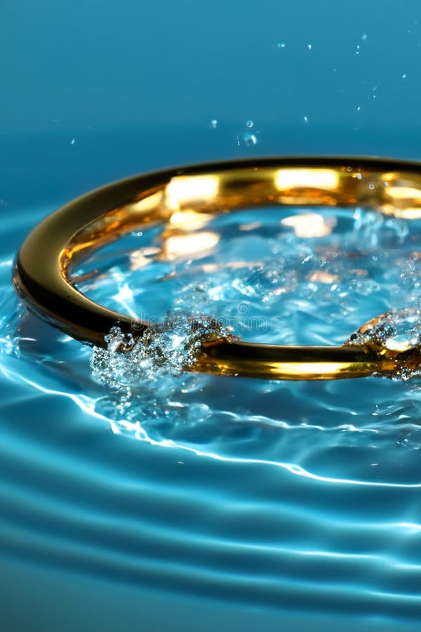 Golden Ring Falling into the Water Stock Illustration - Illustration of ...