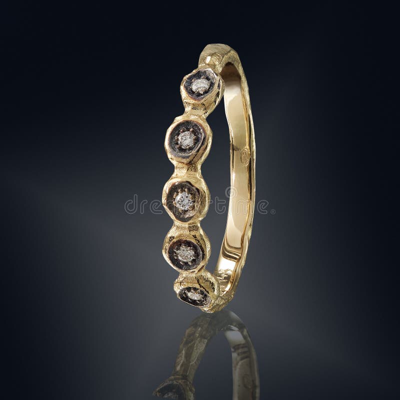 Golden Ring with Gemstone Isolated on Black Background Stock Image ...