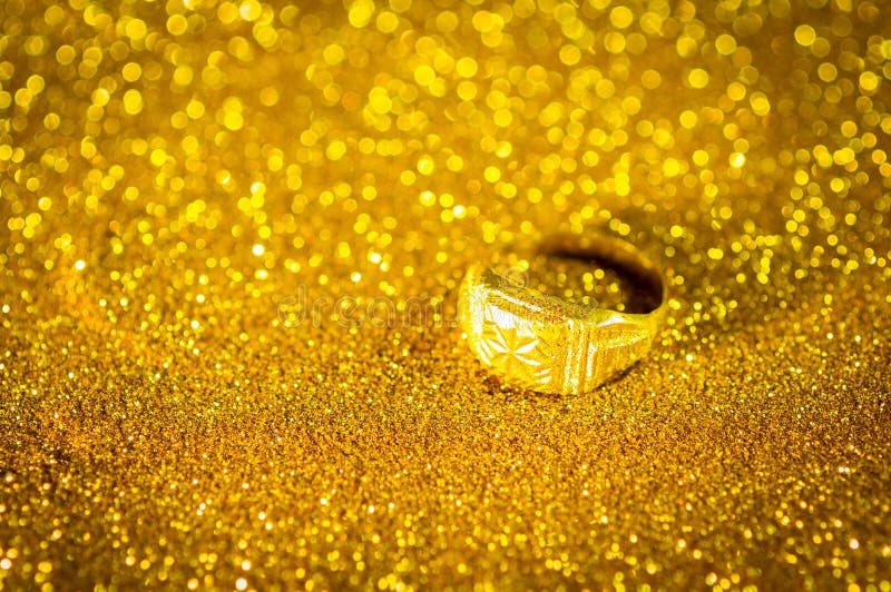 Golden Ring on Gold Colour Abstract. Stock Image - Image of background ...