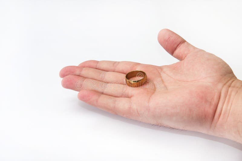 Golden Ring On The Hand Isolated On The White Background Stock Photo ...