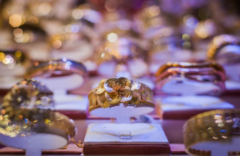 Golden Ring in the Jewelry Shop Stock Image - Image of gold, brown ...