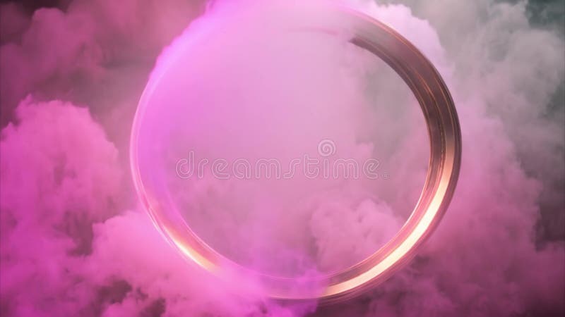 Golden Ring in Pink and White Smoke Stock Video - Video of rendering ...