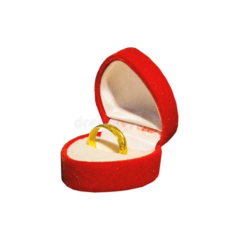 Golden Ring in Red Box Isolated on White Stock Photo - Image of ...
