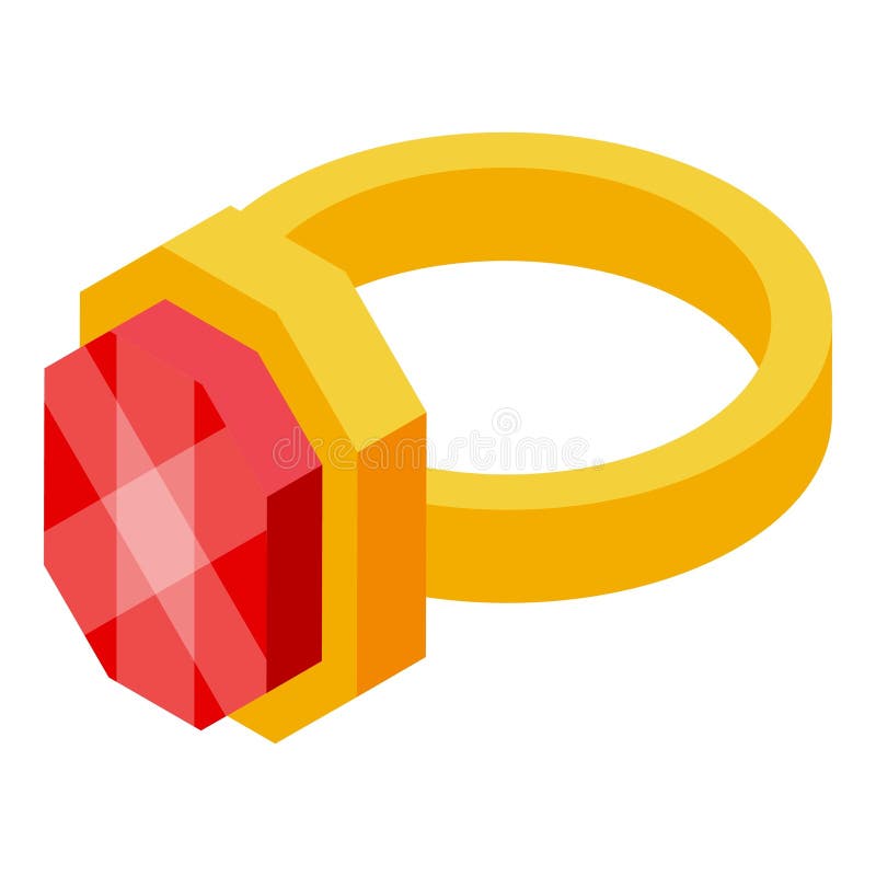 Golden Ring with Red Gemstone Shining Brightly Stock Illustration ...