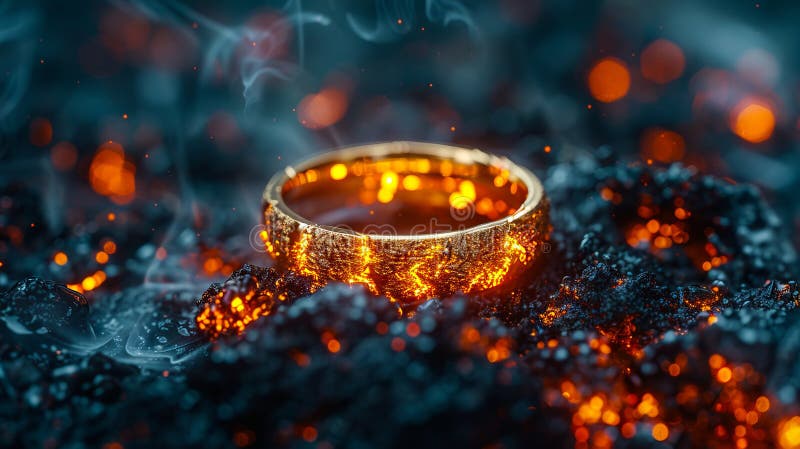 A Golden Ring on Top of a Fire Stock Photo - Image of coal, fire: 326393292