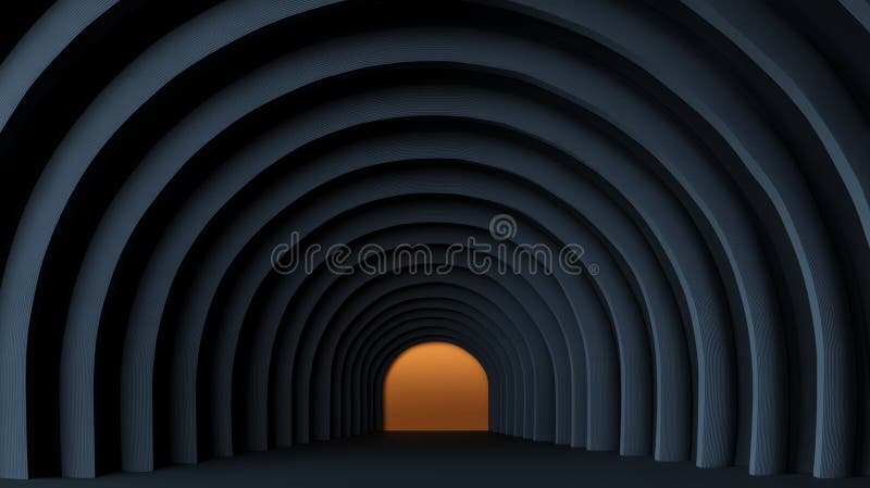 A Golden-ringed Circle is Positioned between Layered Black Abstract ...