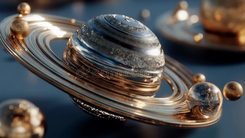 Golden Ringed Planet in Space Stock Footage - Video of galaxy, orbit ...