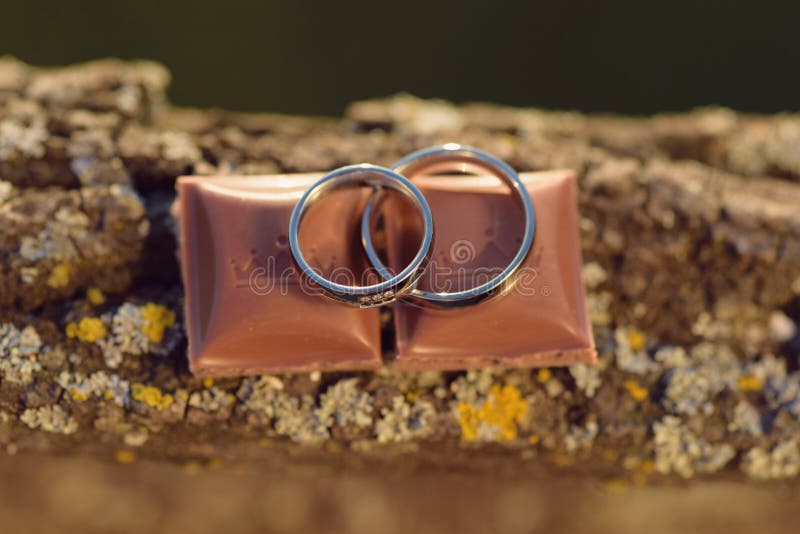 Golden Rings and Chocolate stock image. Image of agreement - 47506251