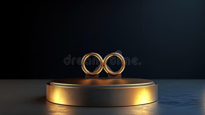 Golden Rings on a Podium, Symbol of Unity and Infinite Love Stock Photo ...