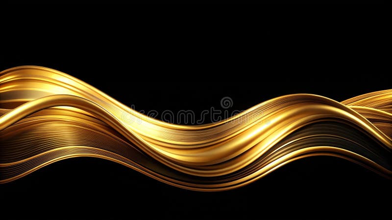 Golden Ripple Abstract Generative AI Stock Illustration - Illustration ...