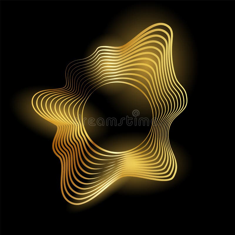 Golden Ripple Linear Abstract Element for Design. Black Hole Logo with ...
