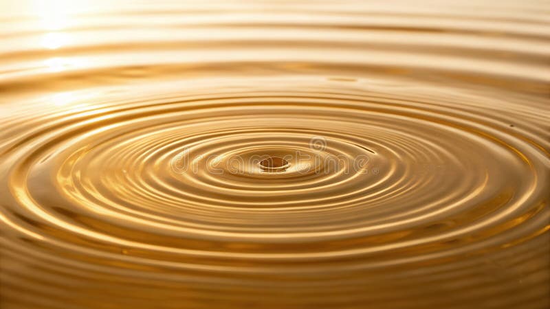 Golden Ripples Water Creating Concentric Circles with Calming Stock ...