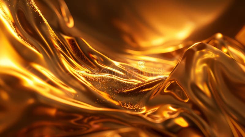 Golden Ripples: a Wave Pattern on Lustrous Gold Fabric, Flowing with ...
