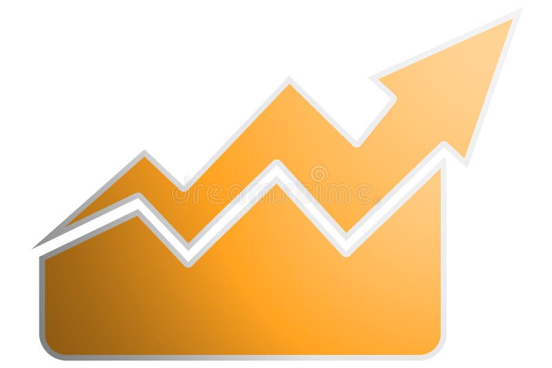 Golden Rising Arrow Isolated on White Background Stock Illustration ...