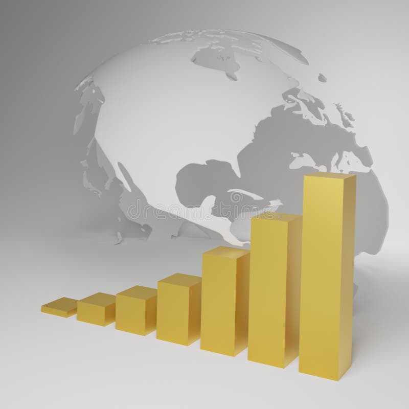Golden Rising Graph with Abstract Globe in America Position Stock ...