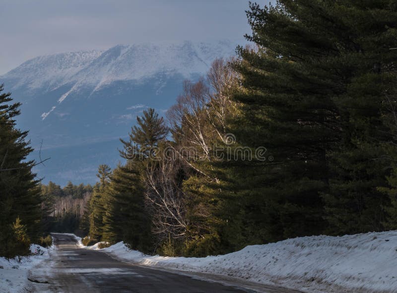 The Golden Road stock photo. Image of park, winter, maine - 92589996