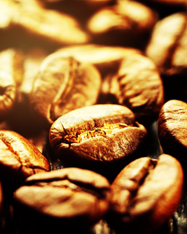 Golden and Roasted Coffee Beans. the Concept of Luxury and Wealth Stock ...