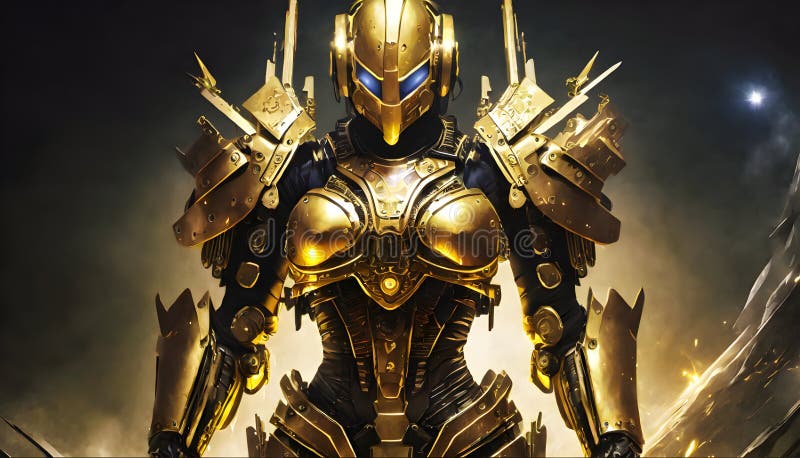 Golden Robot in the Nightmare Stock Illustration - Illustration of ...