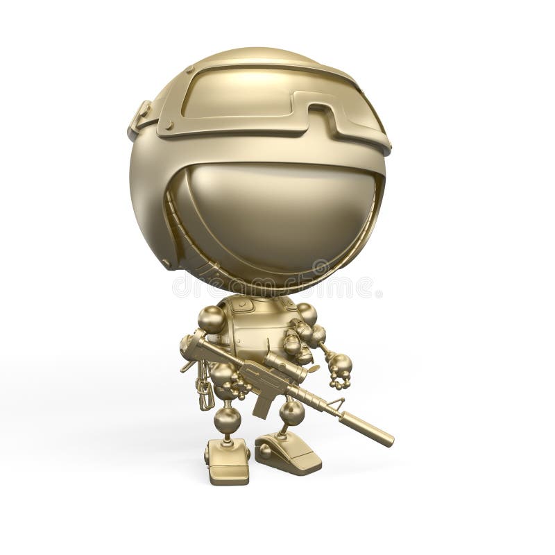 Golden Robot - Soldier with Gun and Grenades Stock Illustration ...