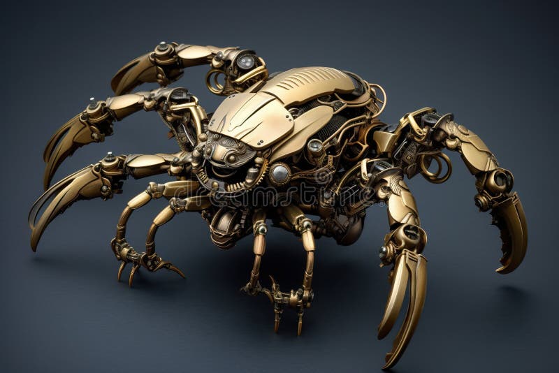 A Golden Robot Spider Sitting on Top of a Table. Generative AI Image ...