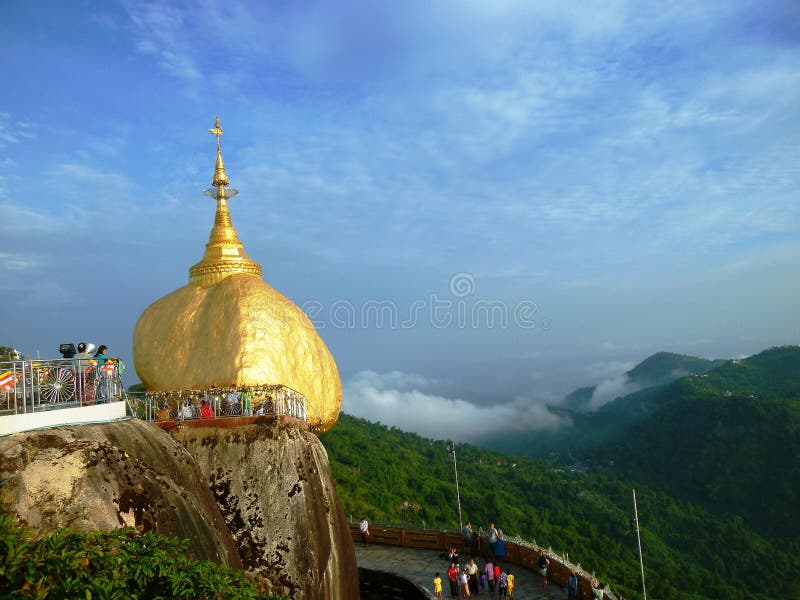 Golden rock and clear sky editorial photography. Image of architecture ...